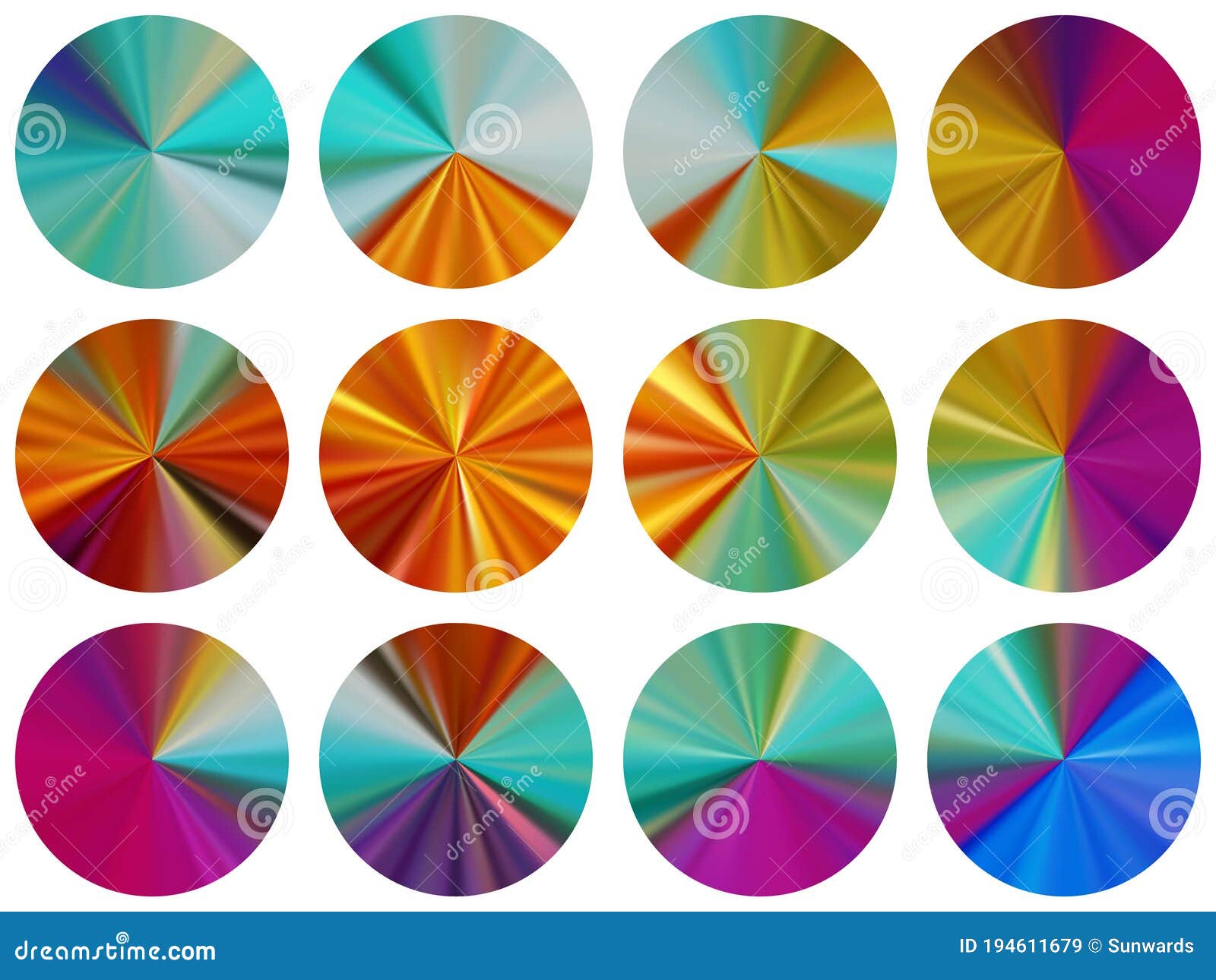 Radial Metallic Gradient Ui Button Elements Stock Vector - Illustration ...