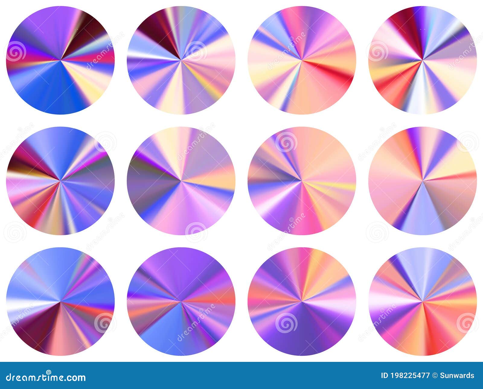 Radial Metallic Gradient Ux Button Elements Stock Vector - Illustration ...