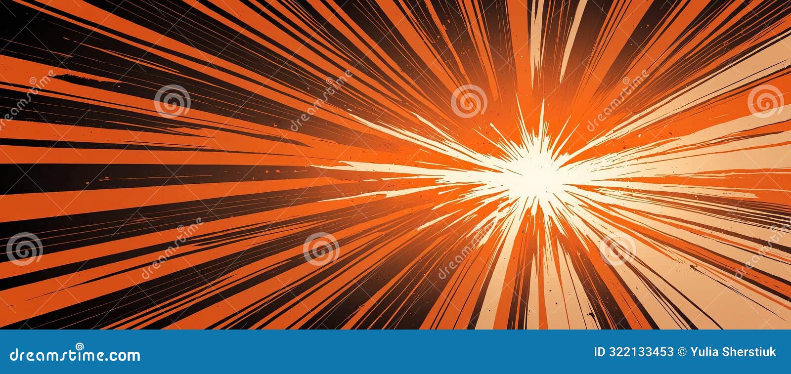 Radial Orange Speed Lines for Comic Books Explosion Background. Stock ...