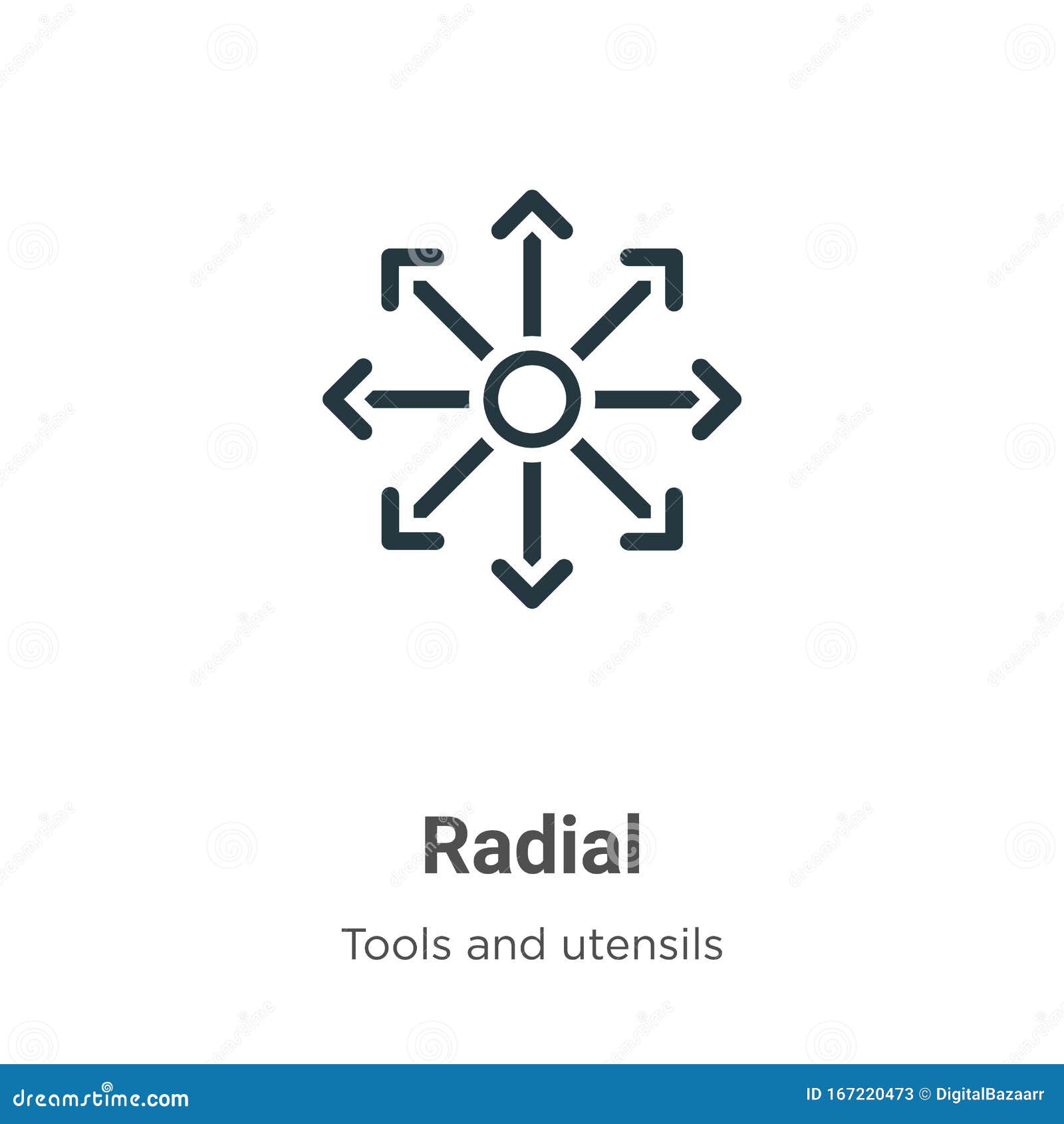 Radial Outline Vector Icon. Thin Line Black Radial Icon, Flat Vector ...