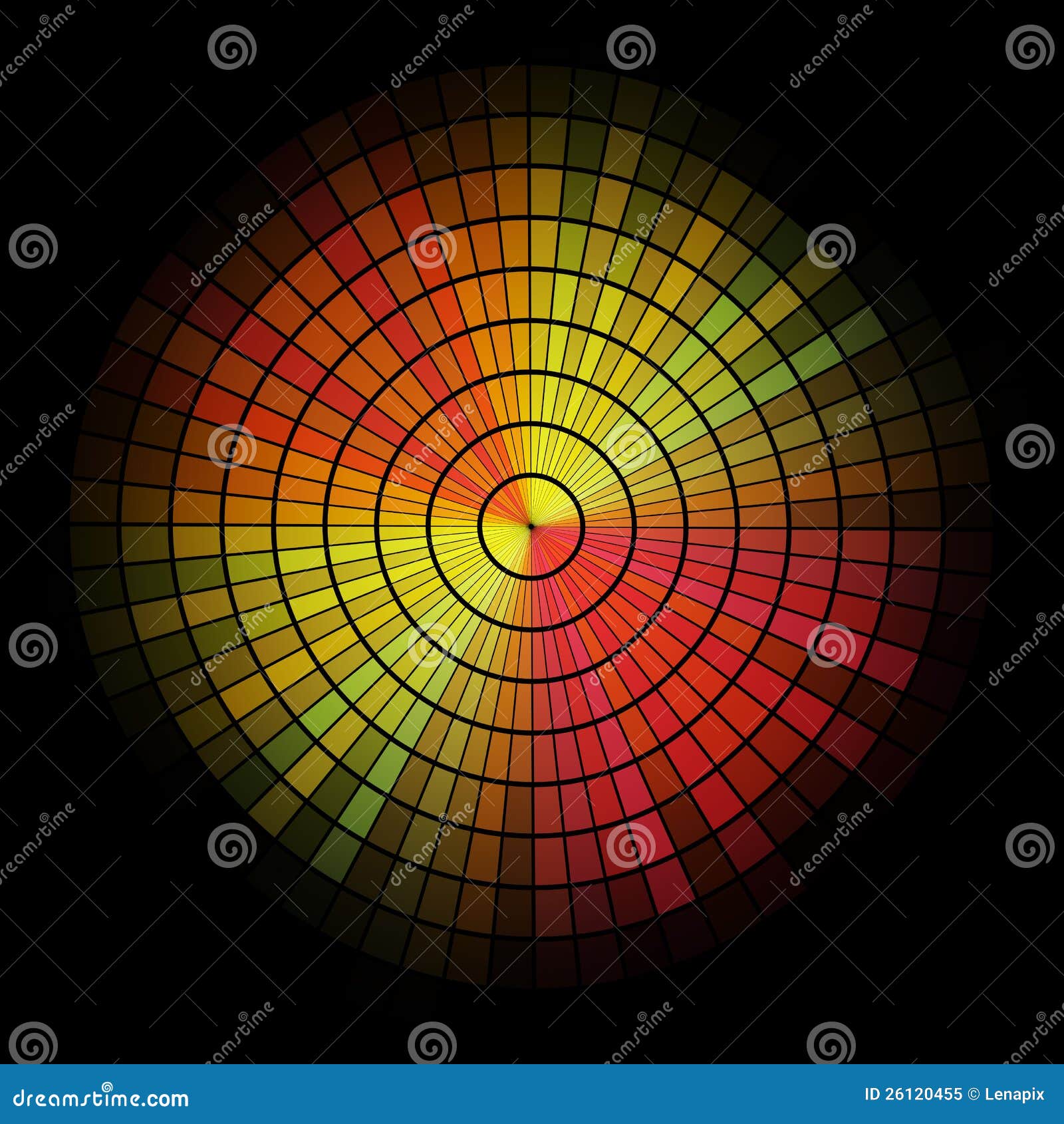Radial Red and Yellow Mosaic. Stock Vector - Illustration of geometric ...