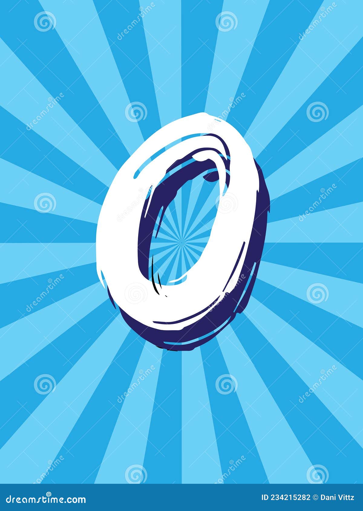 Radial Star Background with Number Zero in the Middle. Stock Vector ...