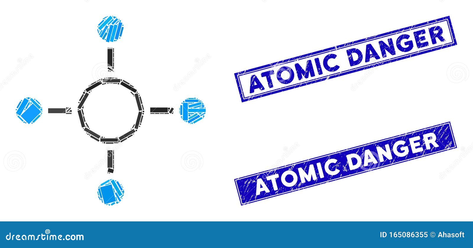 Radial Structure Mosaic and Scratched Rectangle Atomic Danger Stamp ...