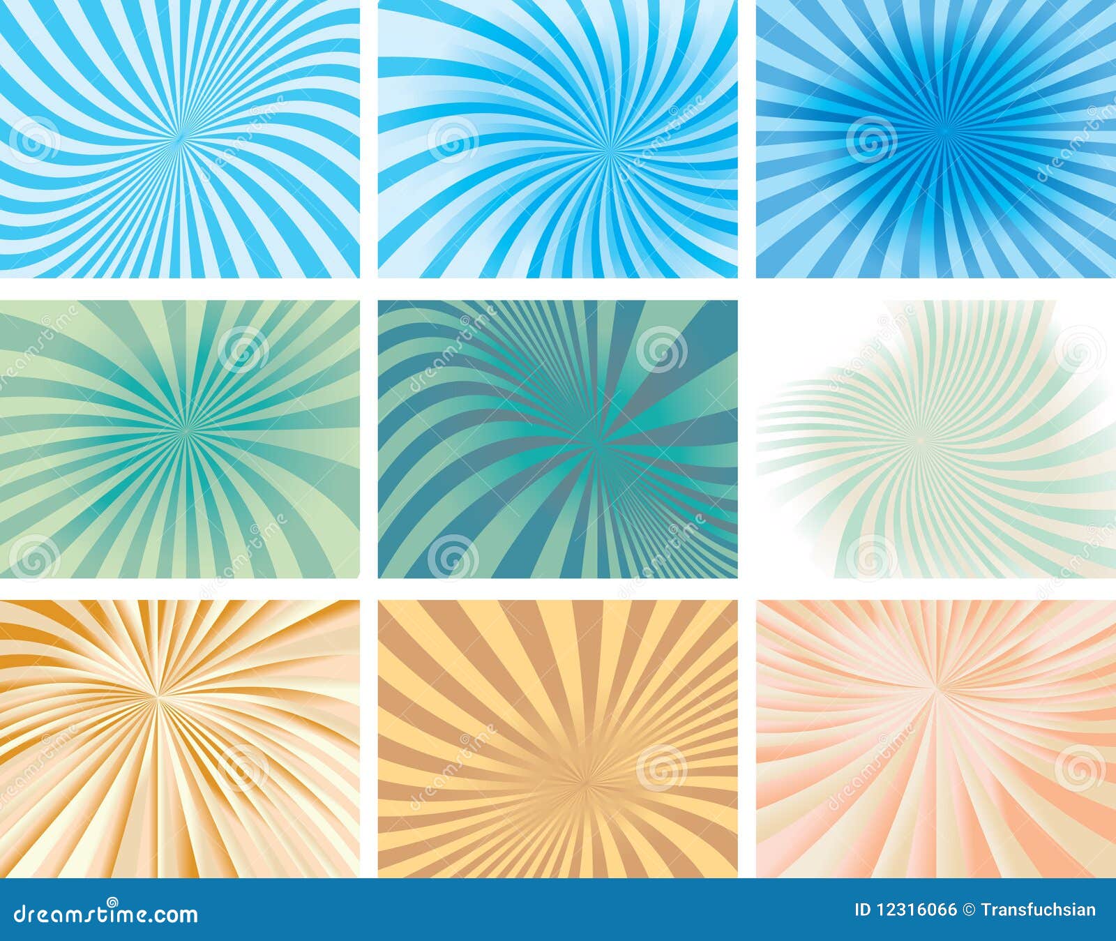Radial Sunbeam Striped Background Collection Stock Vector ...