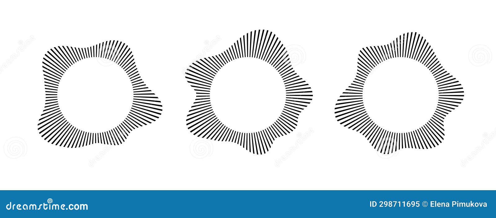 Radial Wave Sound Lines. Circular Frame. Sound Circle Ring. Wavy Roun ...