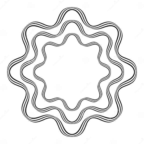 Radial Wavy Lines Pattern for Decorative Round Frame Stock Illustration ...