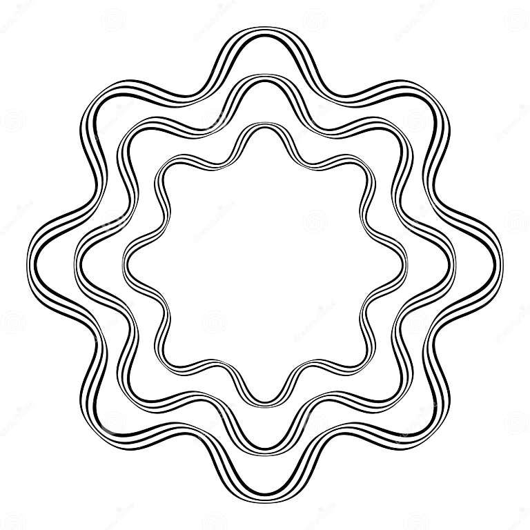 Radial Wavy Lines Pattern for Decorative Round Frame Stock Illustration ...