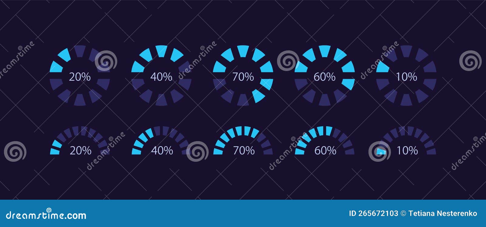 Radial Wheel Progress Infographic Chart Design Template Set for Dark ...