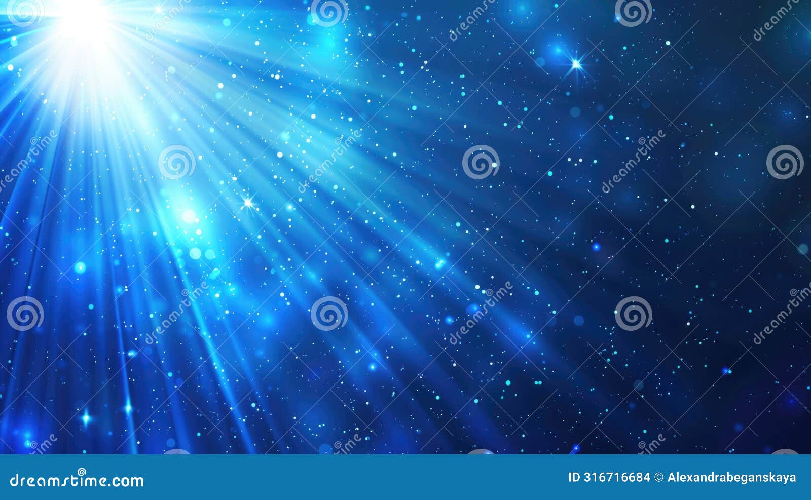 Radiant Blue Light Rays and Sparkles Background. World Oceans Day Stock ...