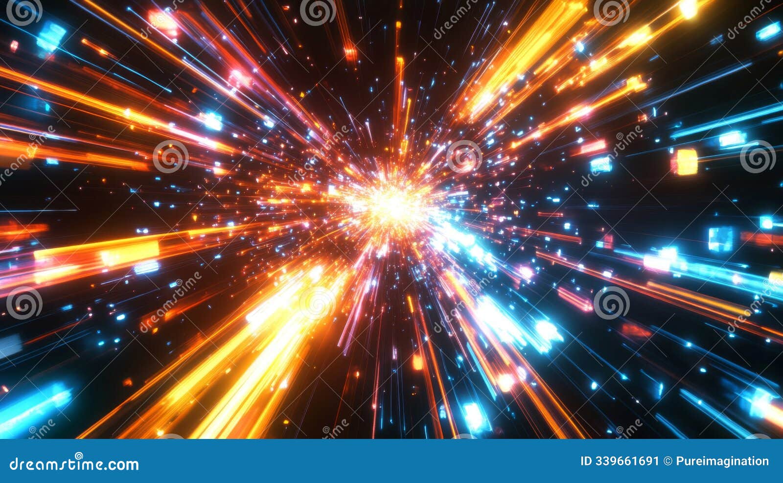 A Radiant Burst of Light with Streaks of Blue and Orange Stock ...