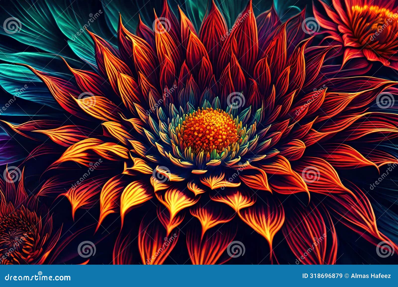 A Radiant Close-up Of A Large, Glowing Flower With Intricate Patterns ...