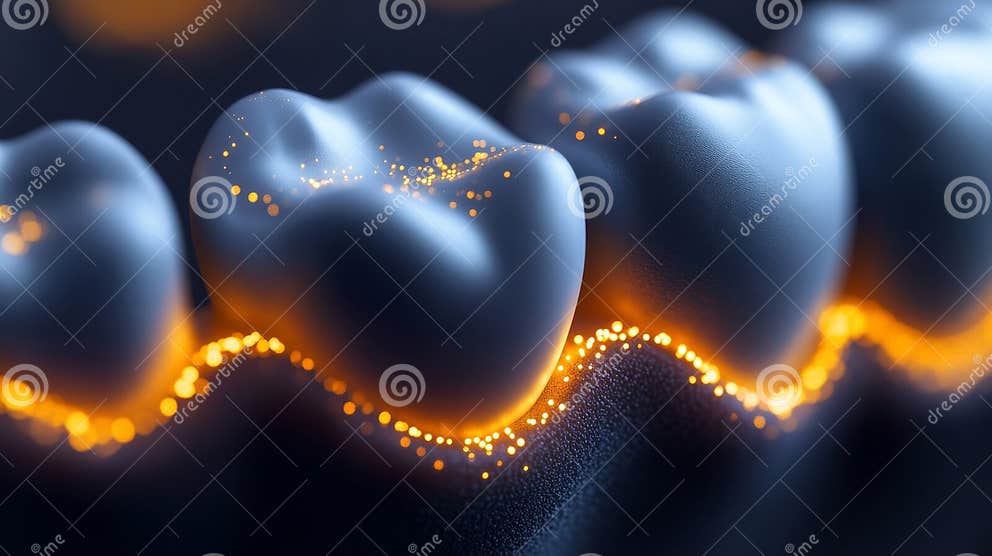 Radiant 3D Rendering of White Teeth on a Stylized Background Stock ...
