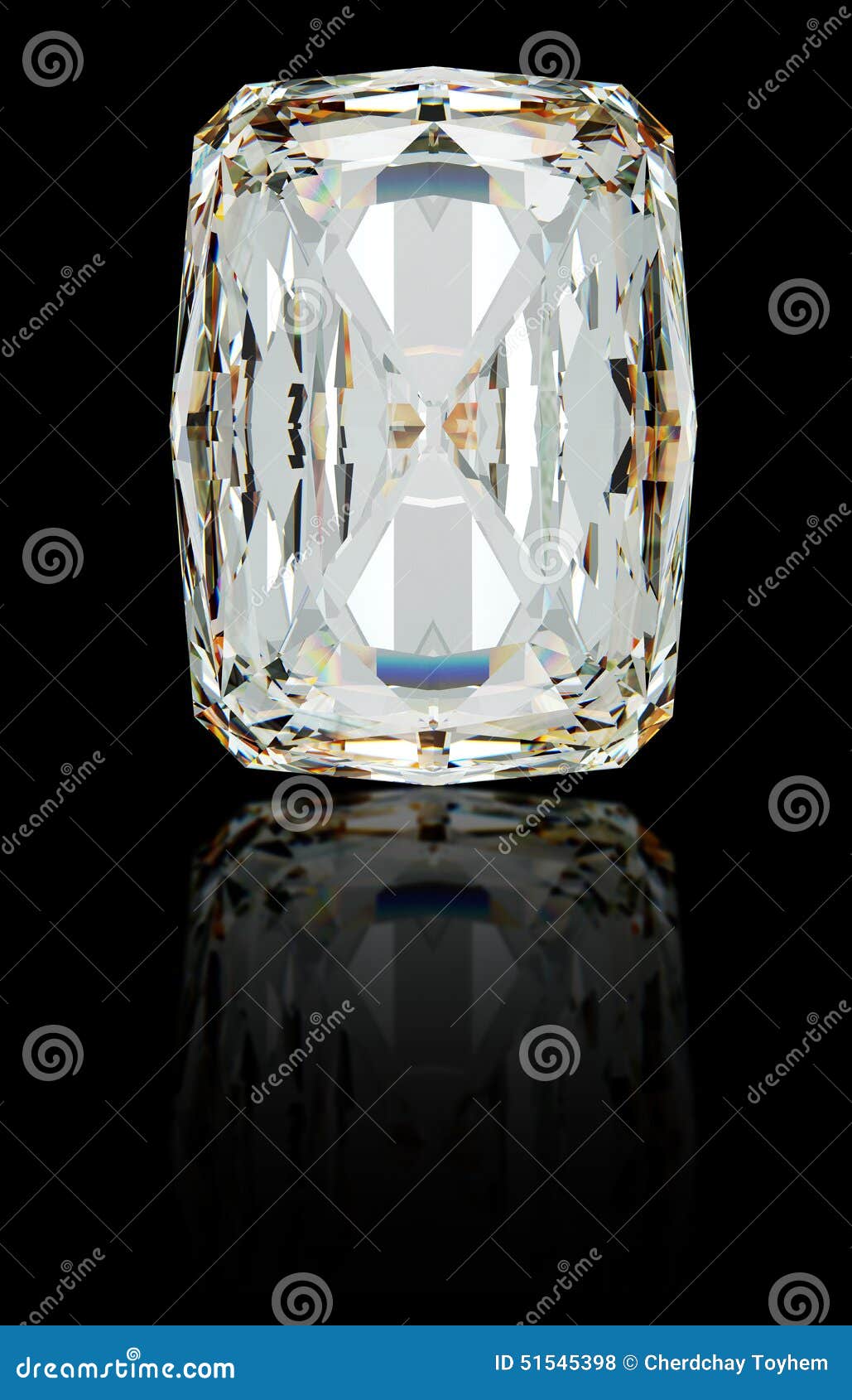 Radiant Diamond on Black with Reflection. Stock Illustration ...