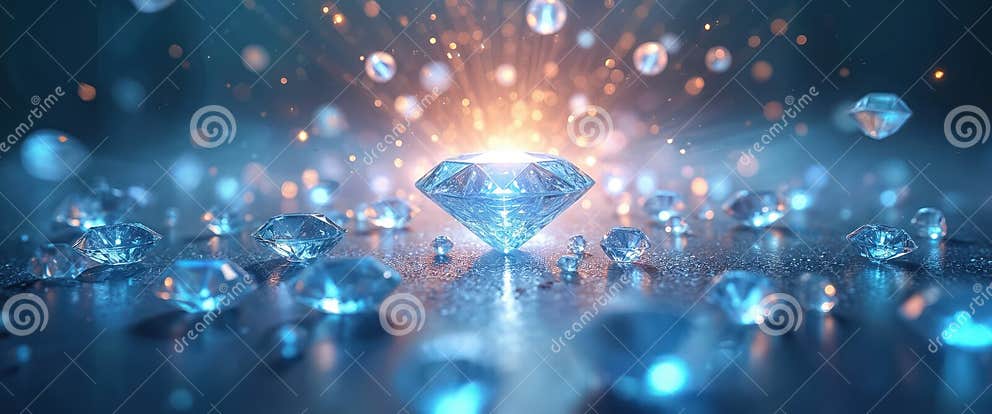 Radiant Diamonds Explosion. Light Refracted through Various Sized Clear ...