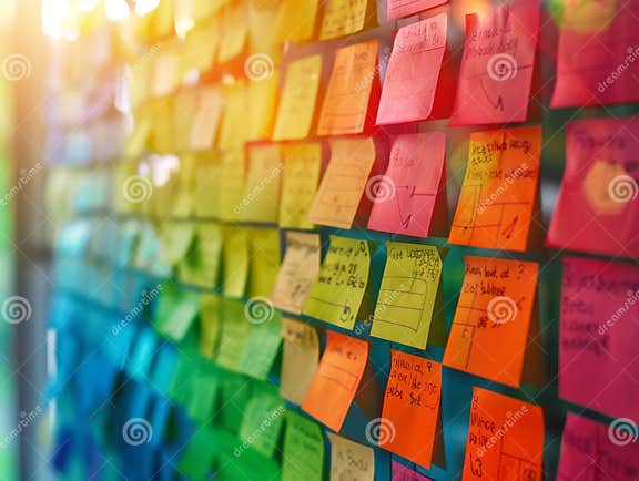 A Radiant Display of Ideas and Tasks Depicted through Sticky Notes ...
