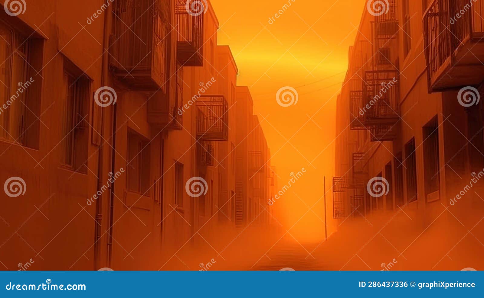 Radiant Dusty Orange Cityscape Stock Illustration - Illustration of ...