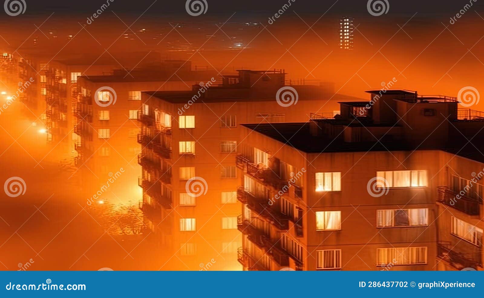 Radiant Dusty Orange Cityscape Stock Illustration - Illustration of ...