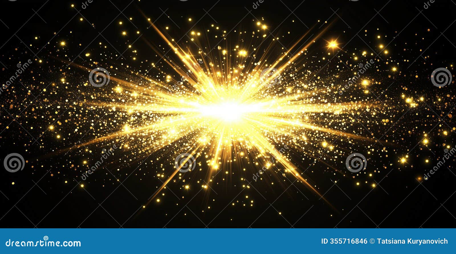 Radiant Explosion of Golden Light with Sparkling Particles and Beams ...