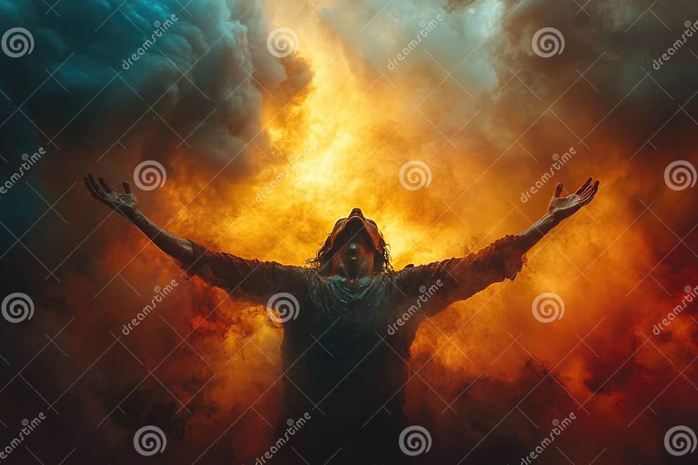 A Radiant Figure Emerges from Dark Clouds To Illuminate the Sky with Di ... A Radiant Figure Emerges from Dark Clouds To Illuminate the Sky with Di ...