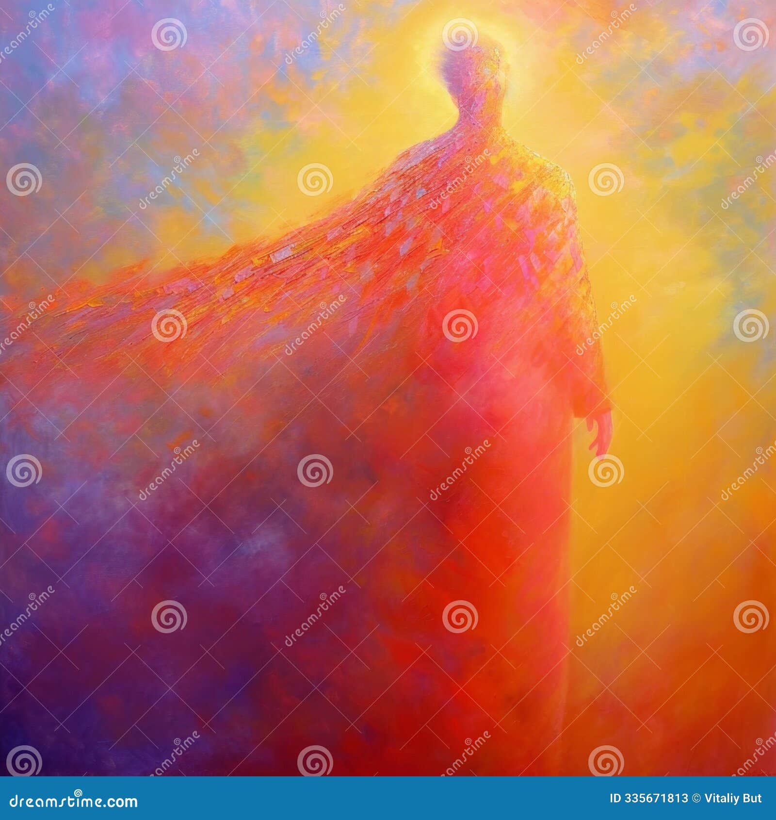 A Radiant Figure Emerges from the Depths of Vibrant Colors, Symbolizing ... A Radiant Figure Emerges from the Depths of Vibrant Colors, Symbolizing ...