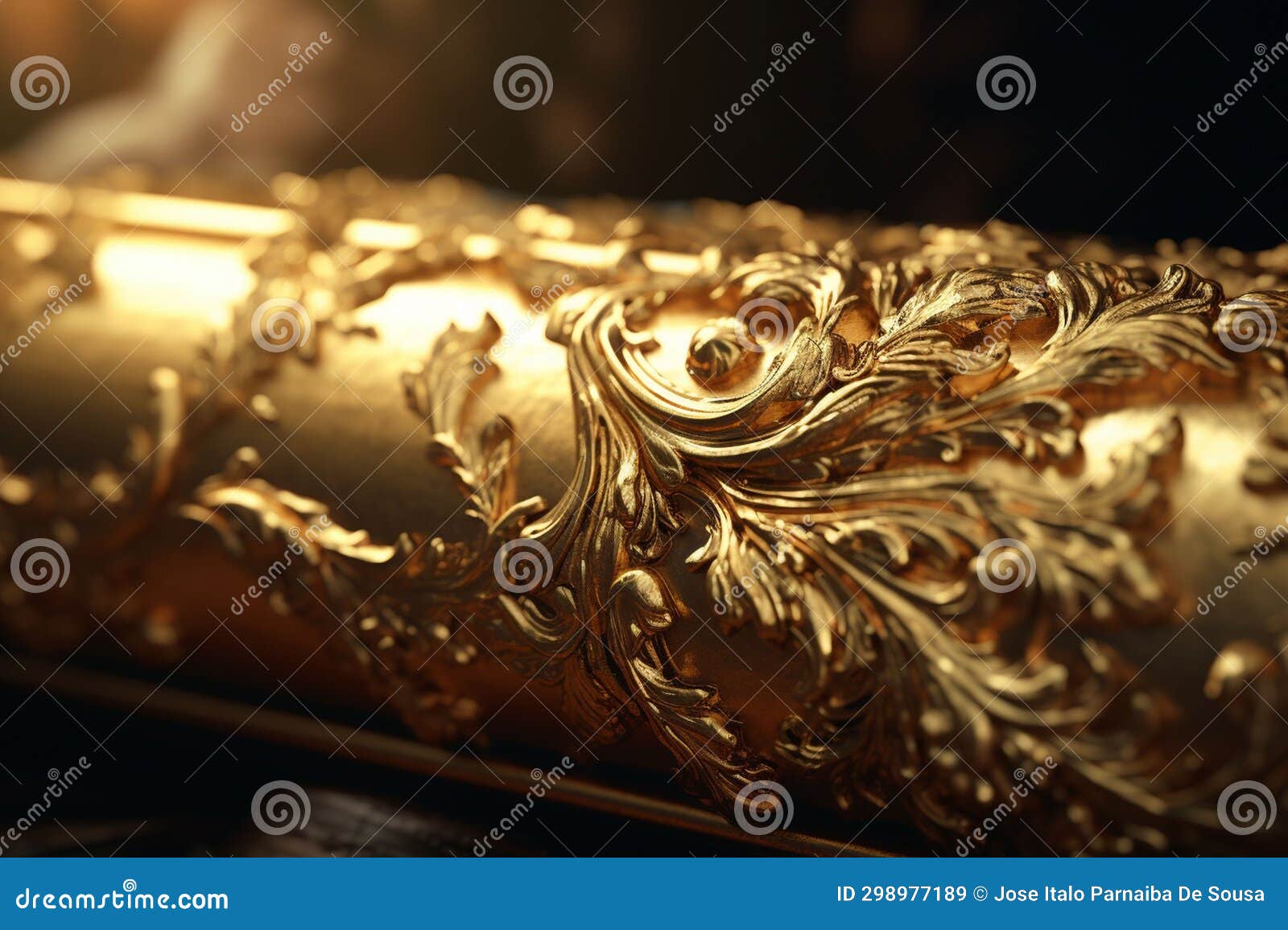 Radiant Gold Leaf Details on an Antique Scroll Pre Stock Illustration ...
