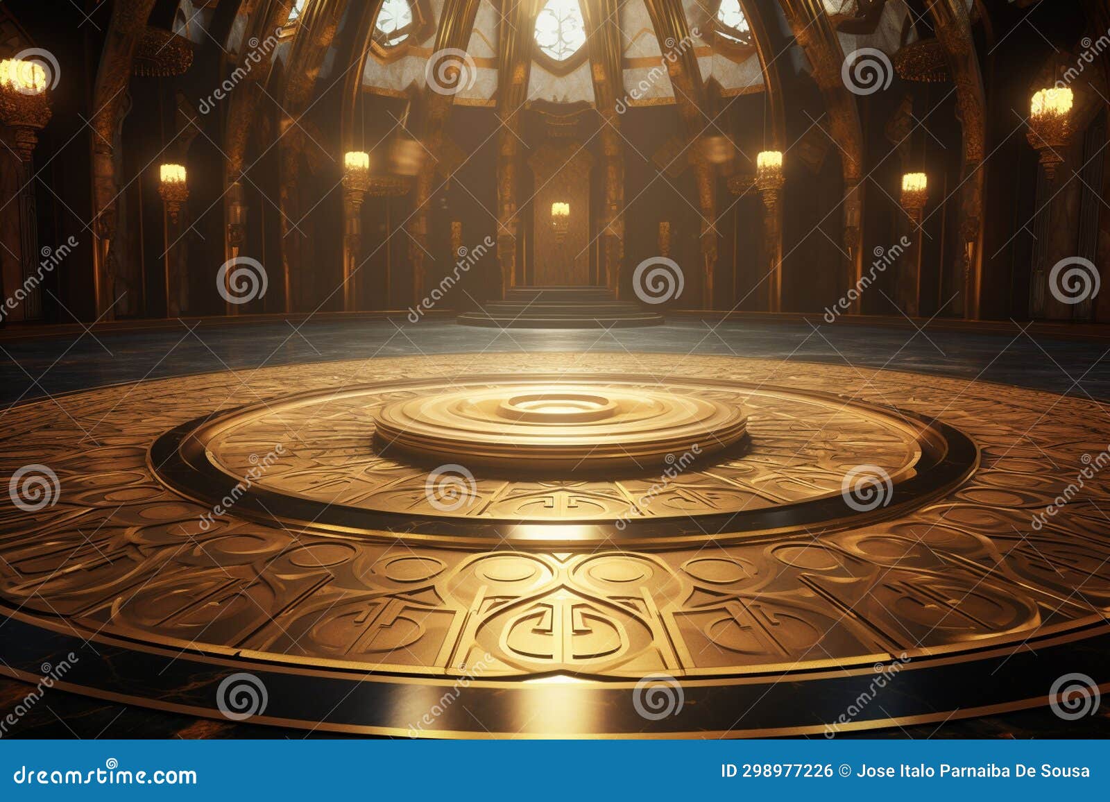 Radiant Gold Pattern on a Lavish Ballroom Floor Se Stock Illustration ...