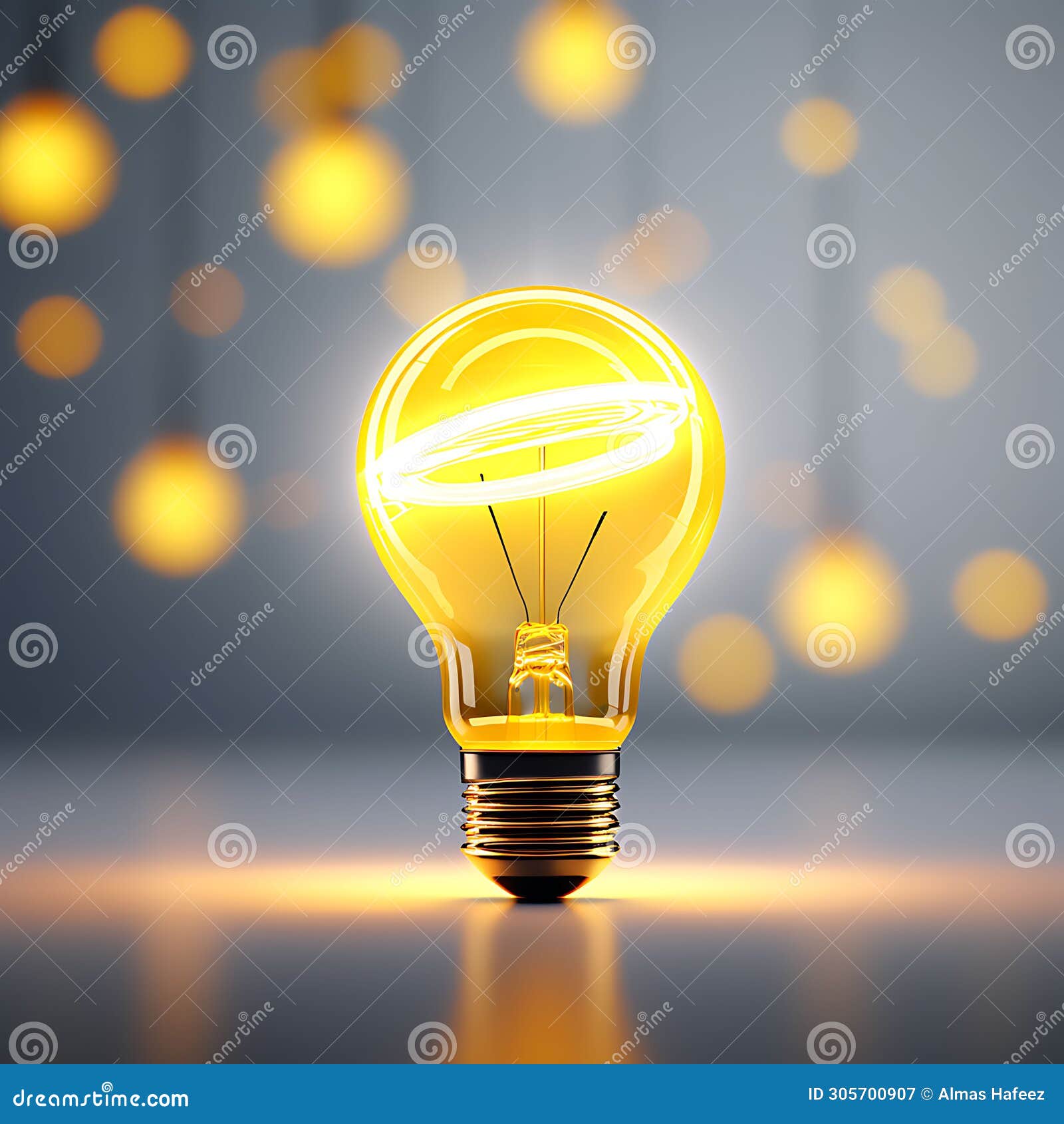 Radiant Innovation: Yellow Lightbulb with Glowing and White Ring for ...