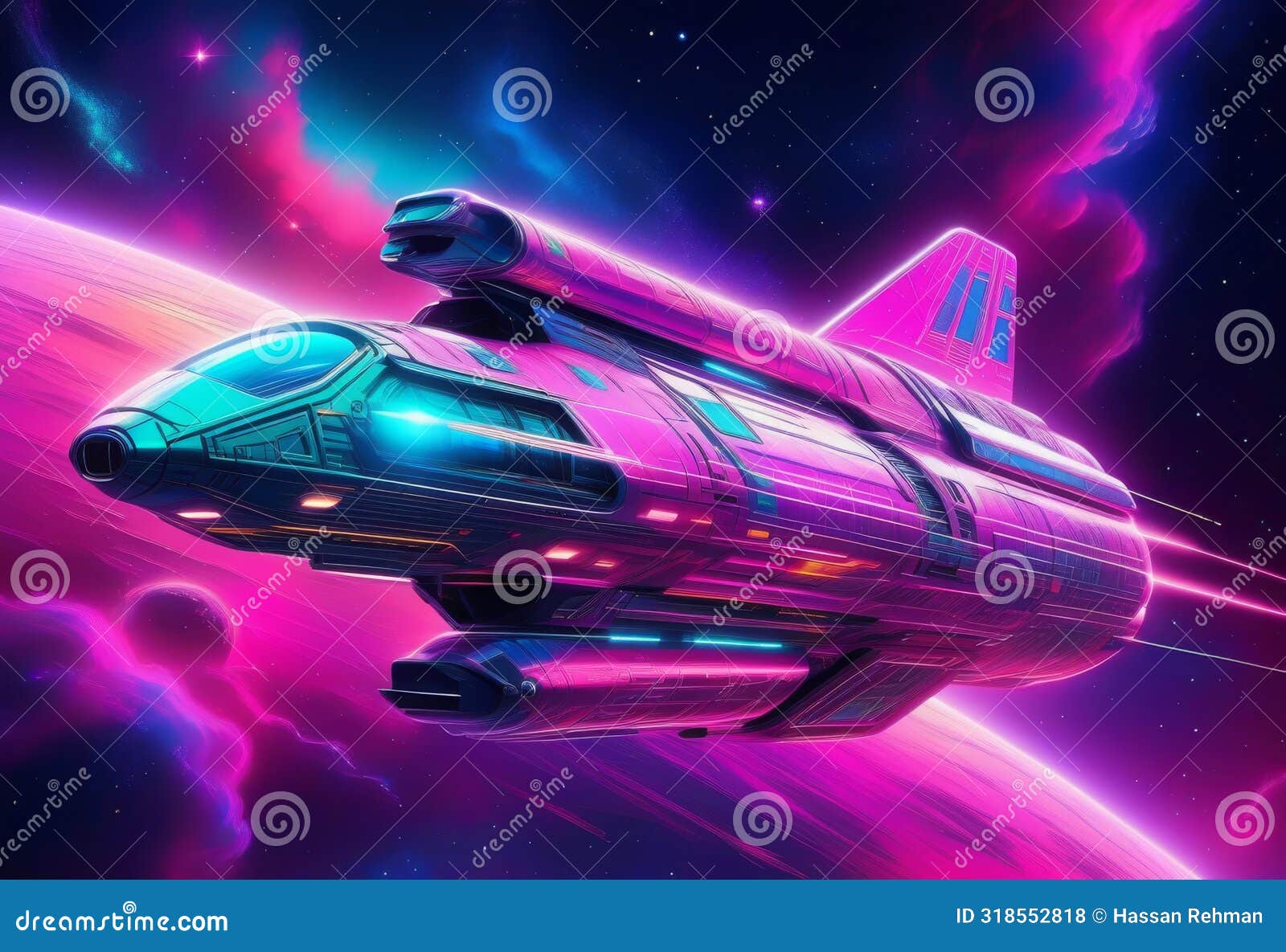 A Radiant Intergalactic Odyssey in Synthwave Animation Stock ...