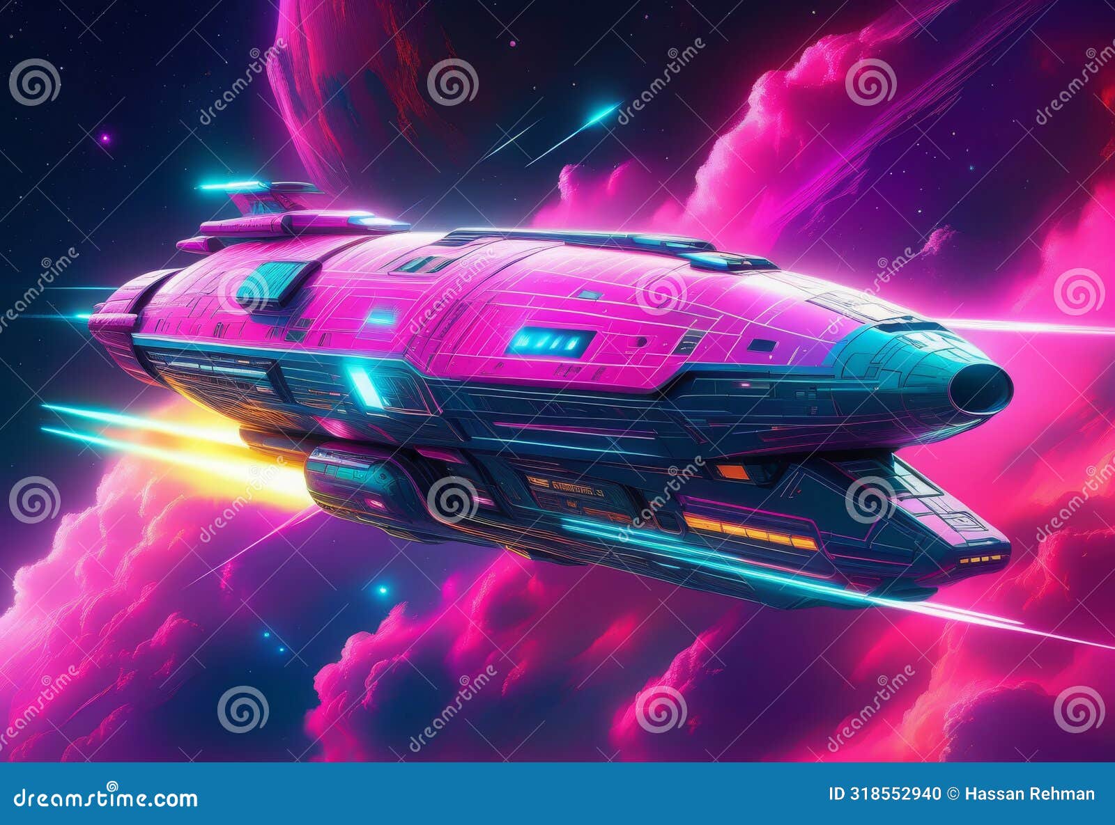 A Radiant Intergalactic Odyssey in Synthwave Animation Stock ...