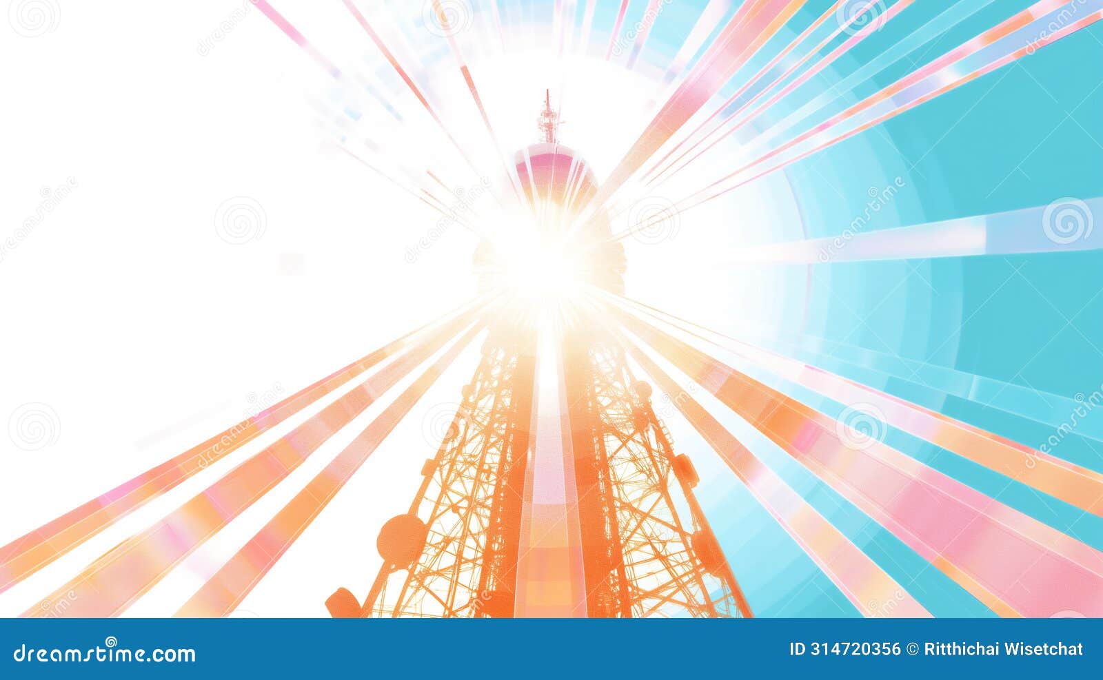 Radiant Light Beams Emanating from a Broadcasting Tower, Symbolizing ...