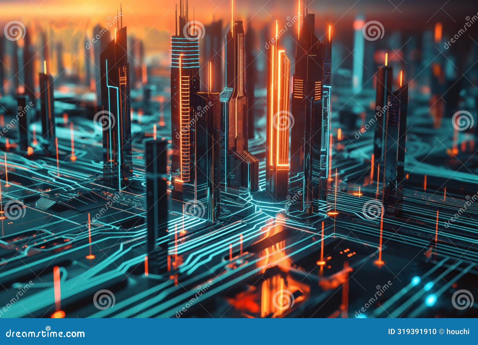 Radiant Metropolis of the Future Built on an Expansive Illuminated ...