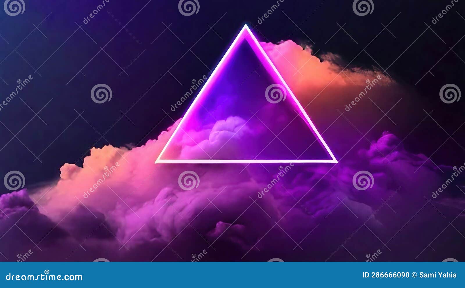 Radiant Neon Abstraction: Cloud and Triangle 3D Background Stock ...
