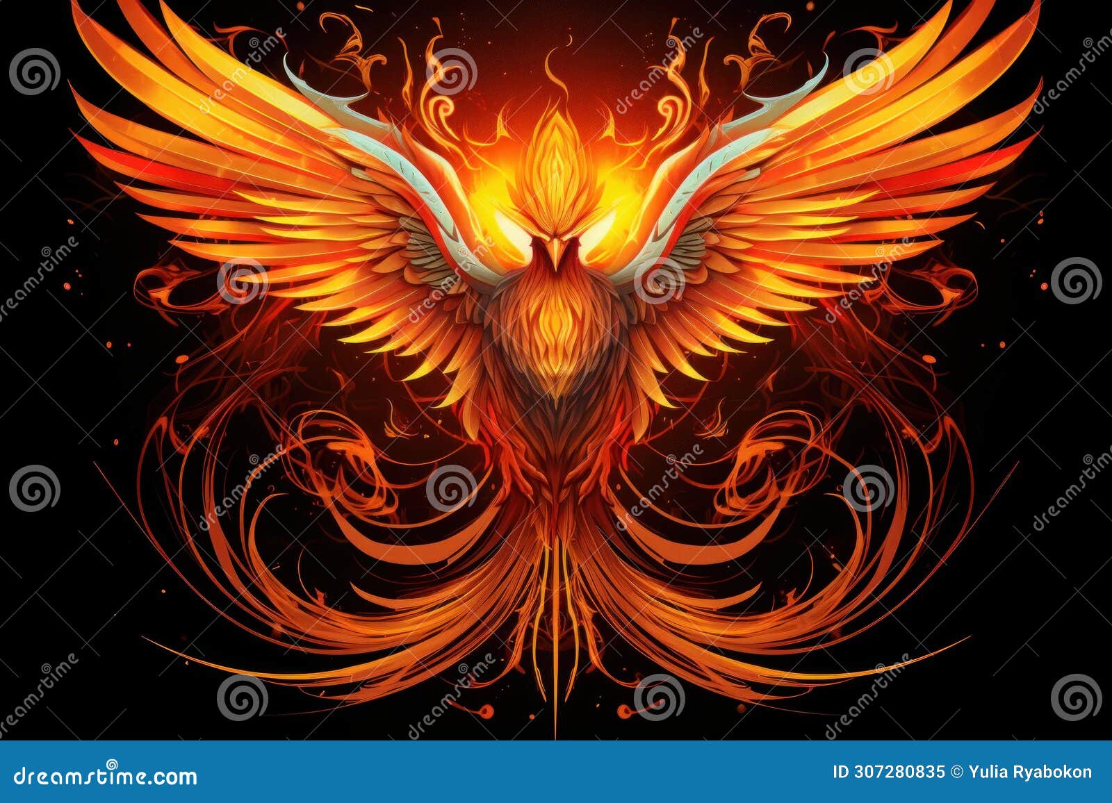 Radiant Phoenix Bird in Fire. Generate Ai Stock Illustration ...