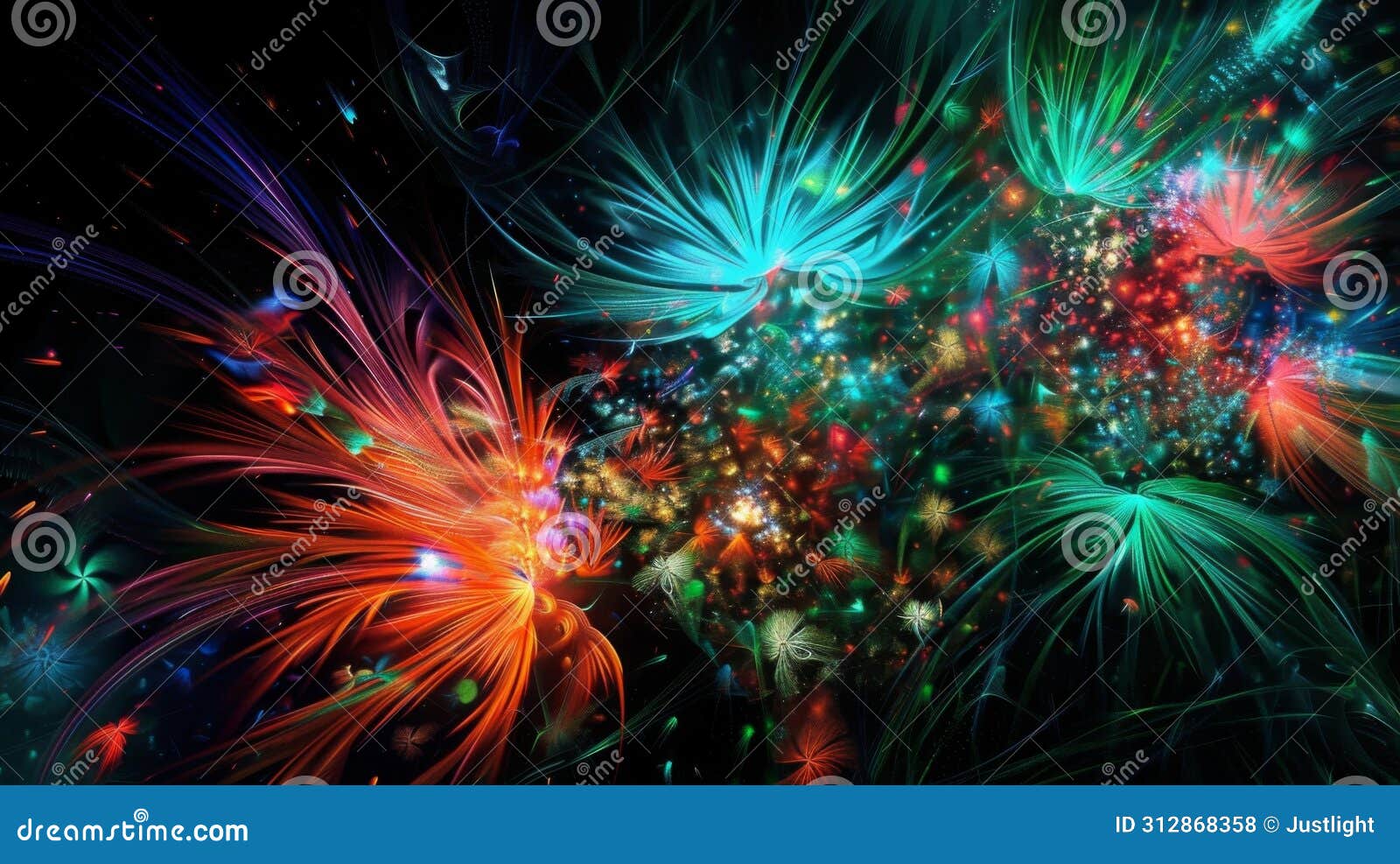 Radiant Rays of Red Green and Blue Burst Forth from Bioluminescent ...