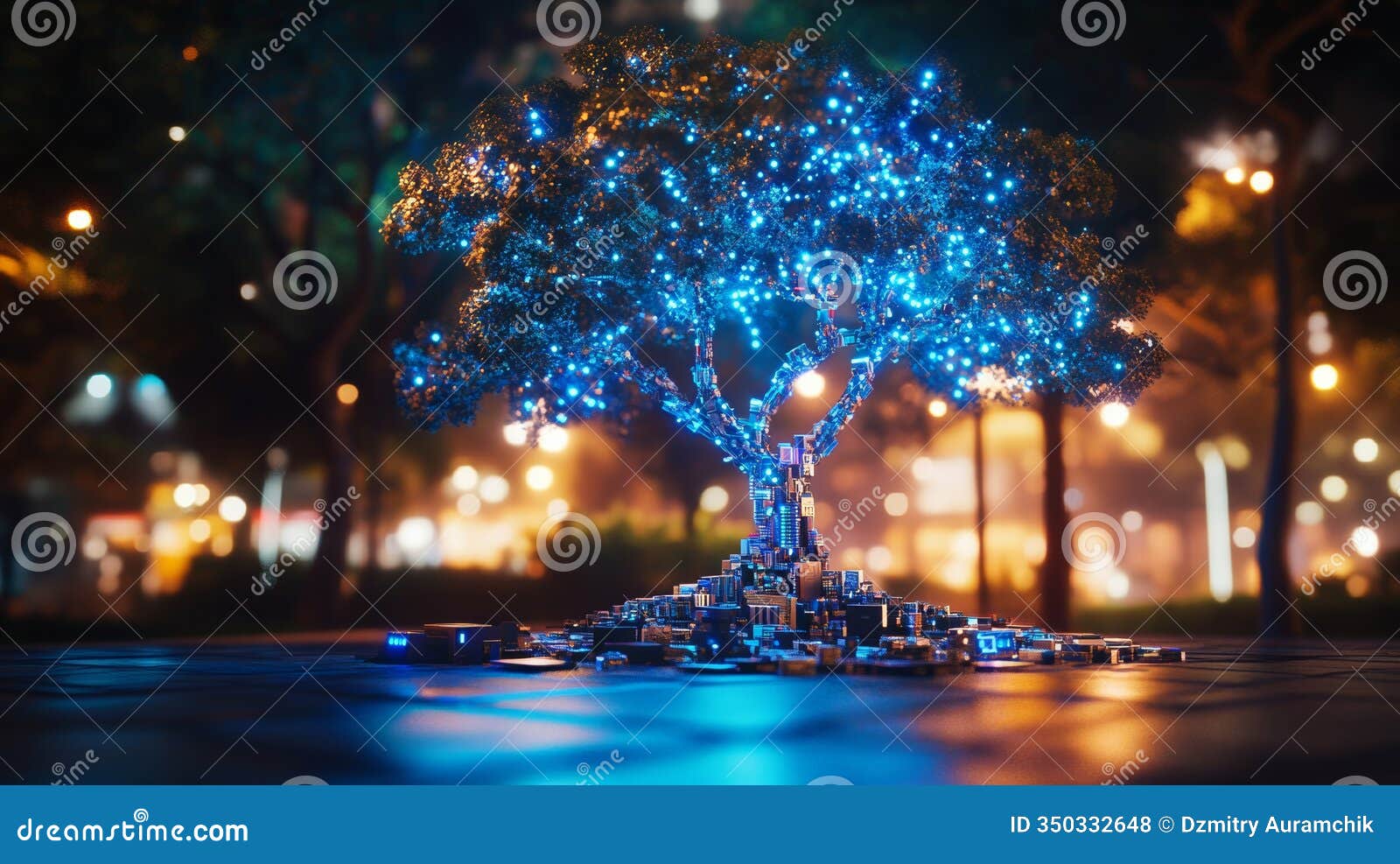 Radiant Recycled Electronic Tree Displaying Innovation in E-Waste ...