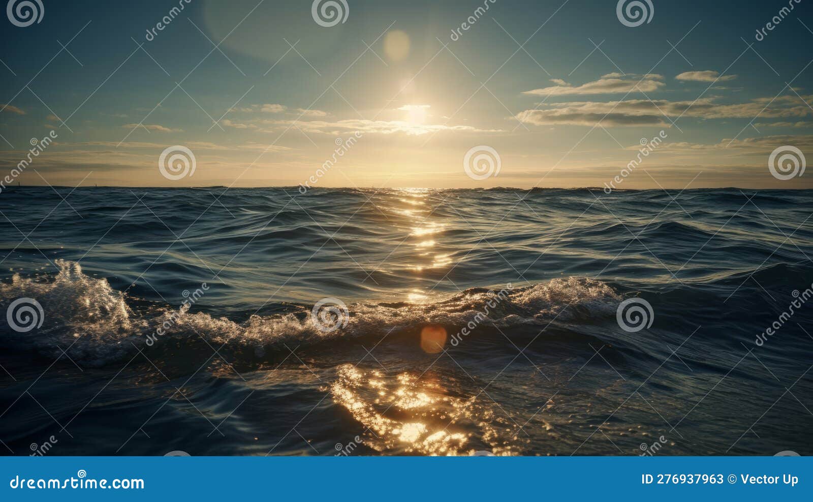 Radiant Sea with Sun Reflections. Generative AI Stock Illustration ...