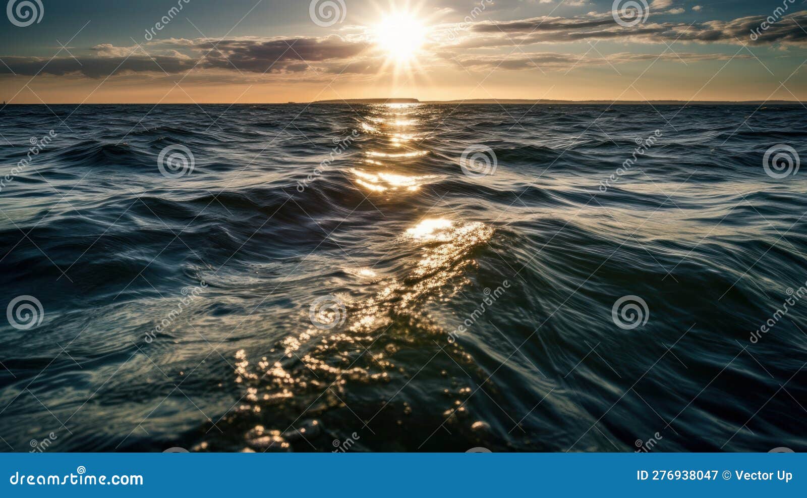 Radiant Sea with Sun Reflections. Generative AI Stock Image - Image of ...