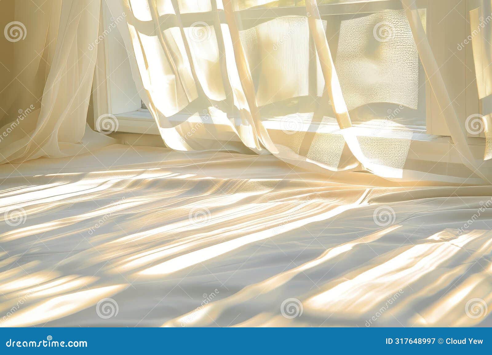 Radiant Sunlight Rays Shining Down on a Soft Transparent White Surface ...