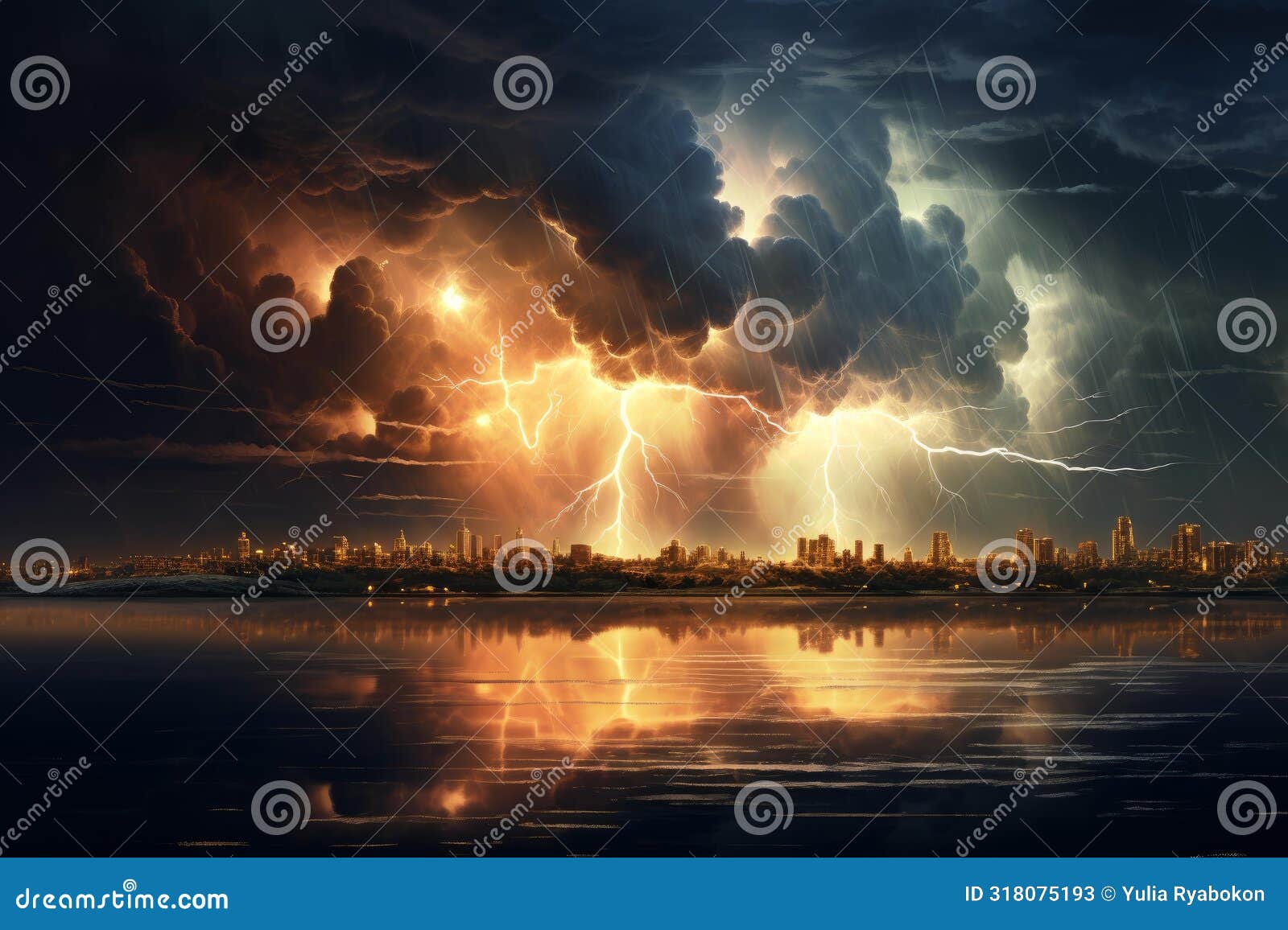 Radiant Thundercloud Lightning Color. Generate AI Stock Image - Image ...