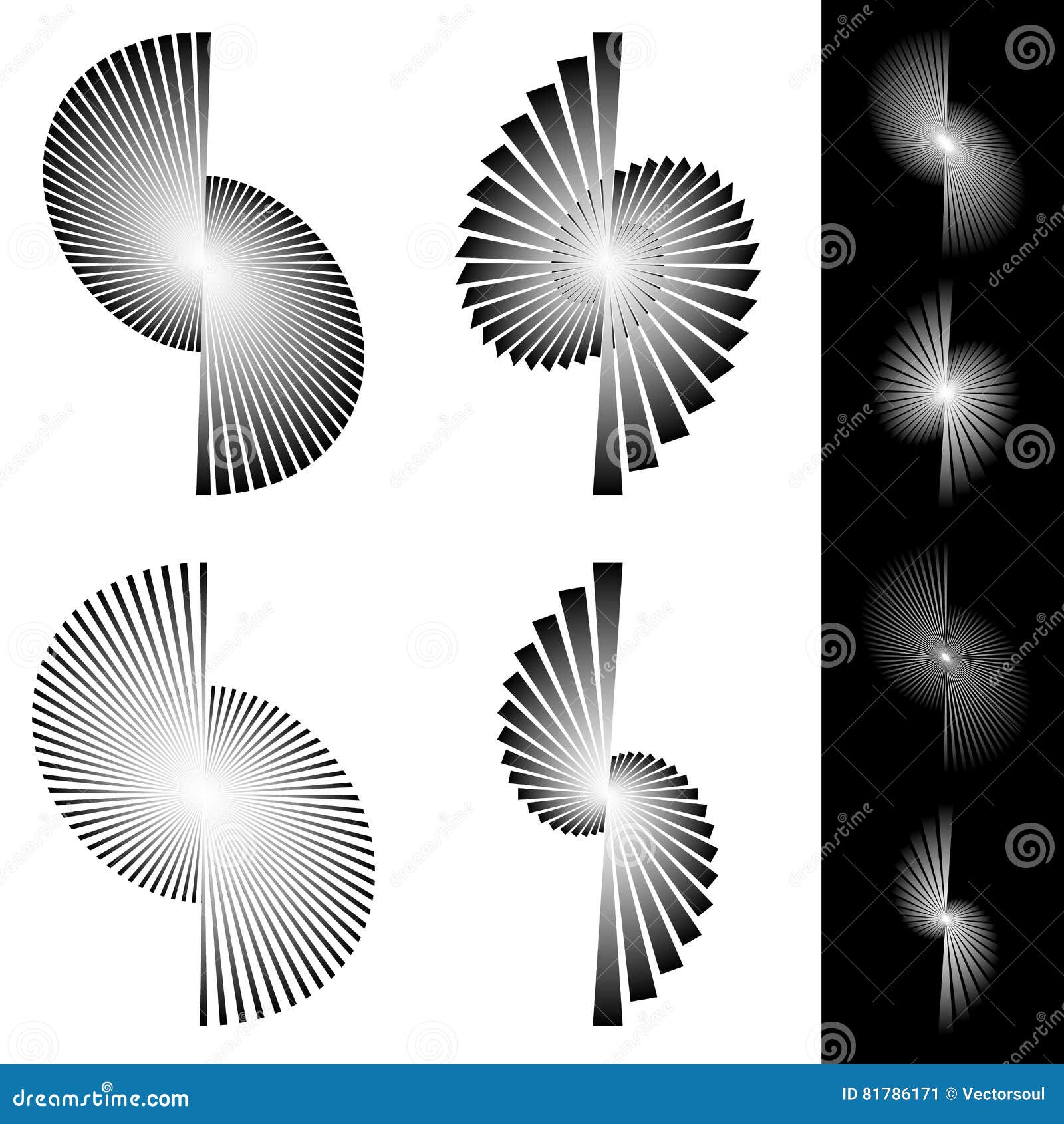 Radiating Beams, Rays Elements Stock Vector - Illustration of abstract ...