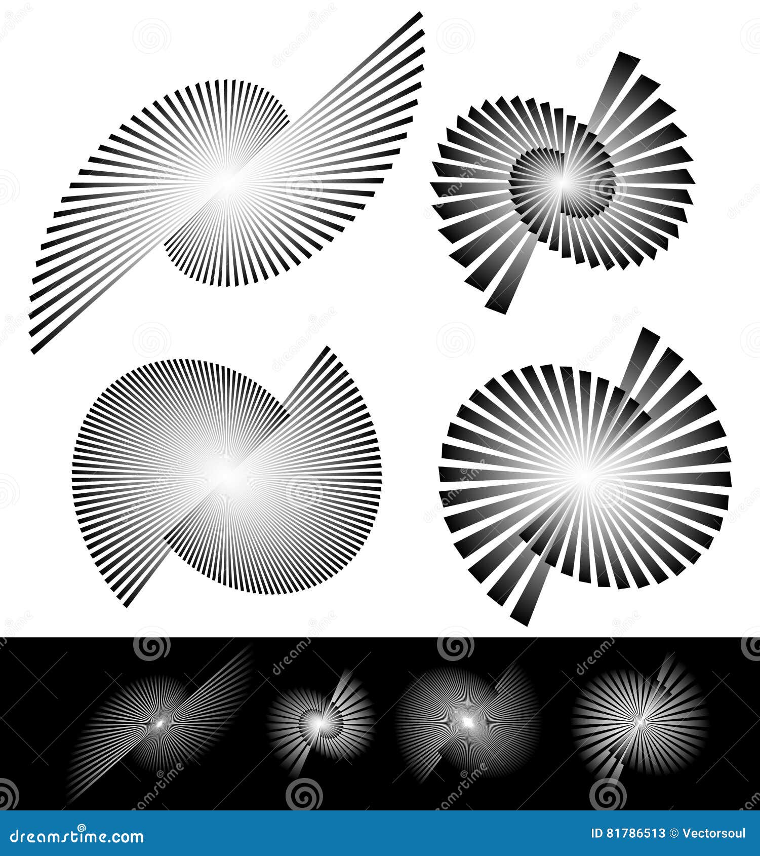 Radiating Beams, Rays Elements Stock Vector - Illustration of circular ...