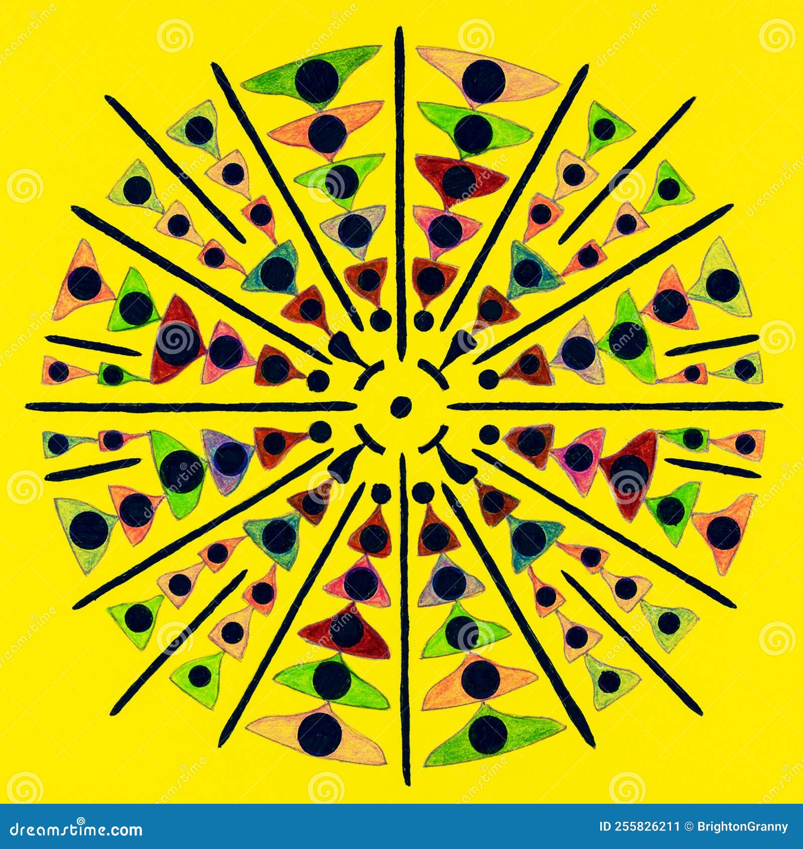 Radiating Patten of Lines.dots and Triangles. Stock Illustration ...