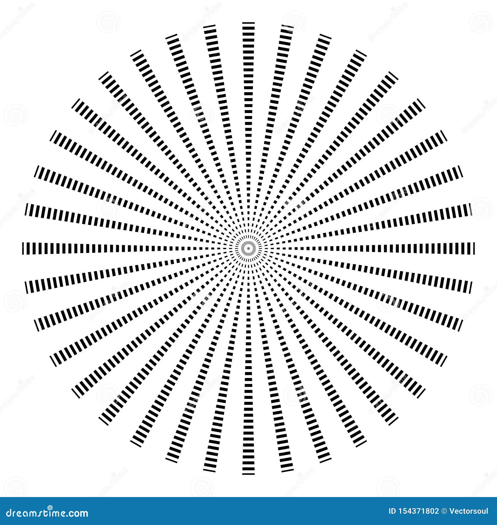 Radiating Radial Circle Design Element. Dashed Circles Stock Vector ...