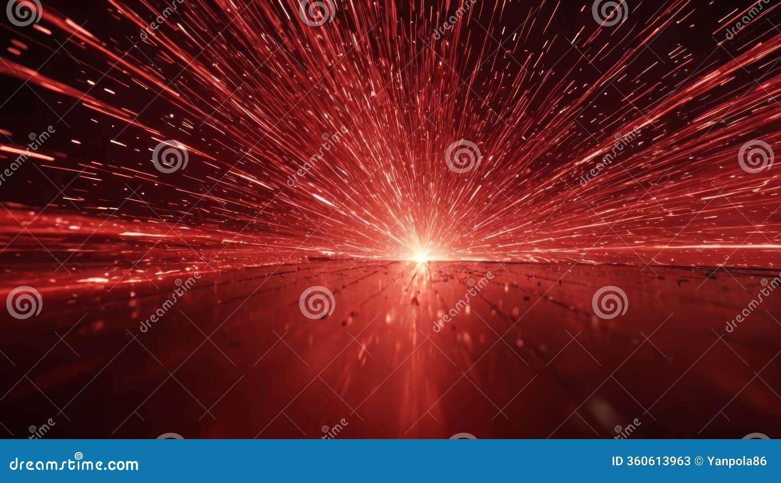 Radiating Red Light Beams Burst from a Central Point in a Dynamic ...