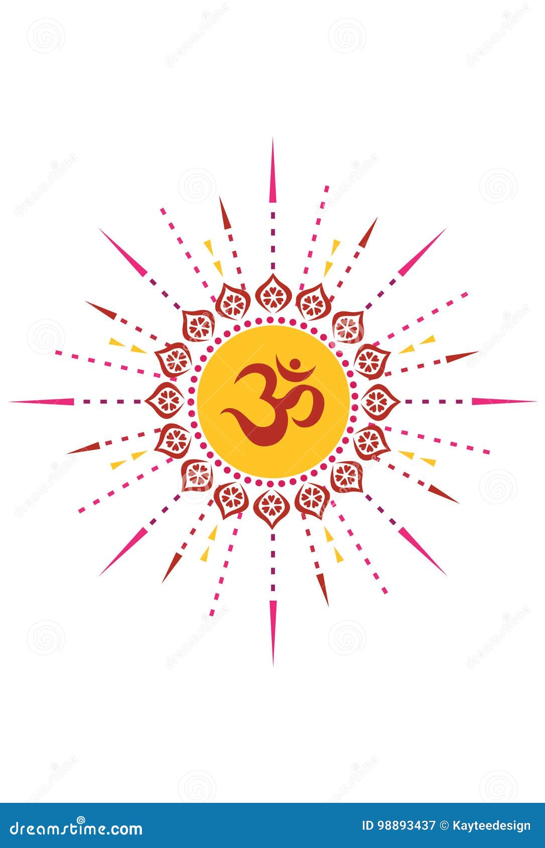 Radiating Red Spiritual Om Illustration 1 Stock Vector - Illustration ...