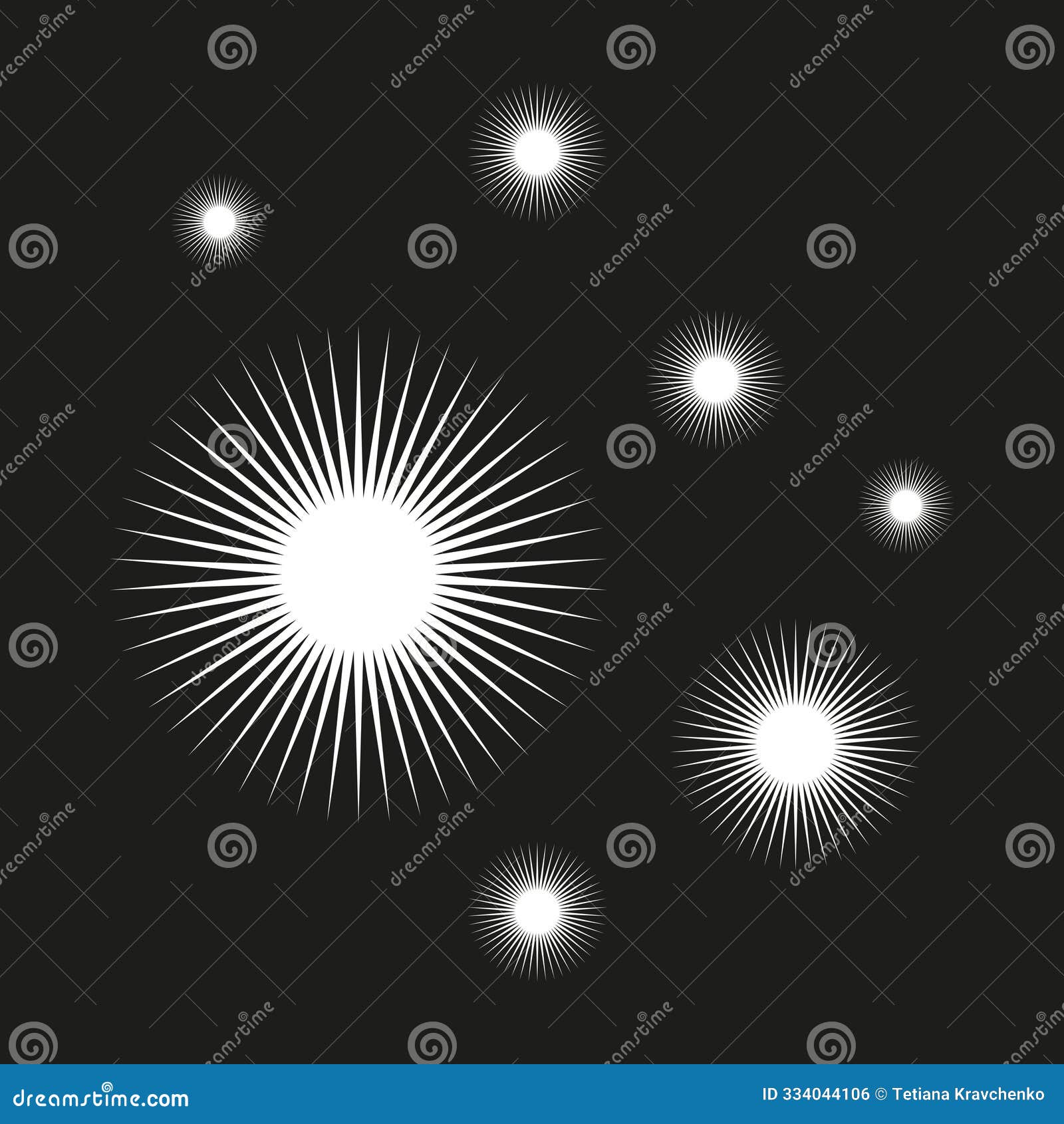 Radiating Starburst Shapes. Bright White Rays. Symmetrical Light Bursts ...