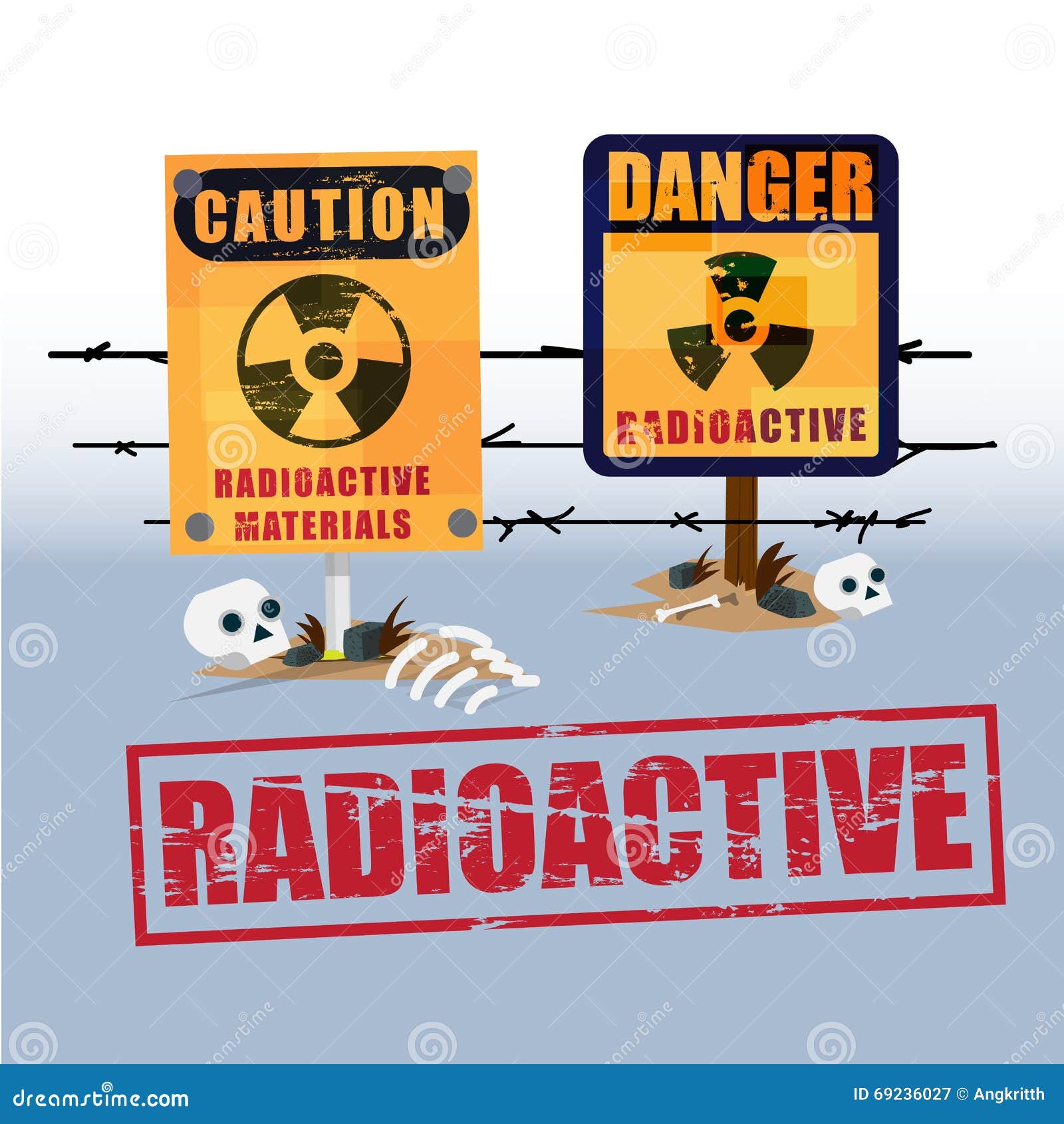 Radiation Area Warning Sign with Skeleton of Dead - Stock Illustration ...