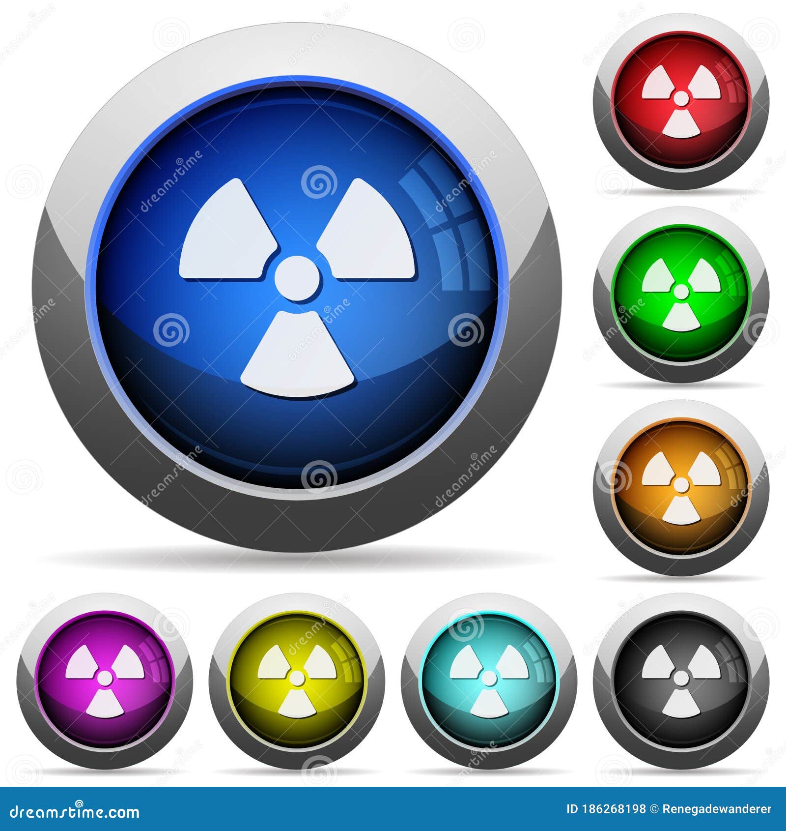 Radiation button set stock vector. Illustration of glass - 186268198