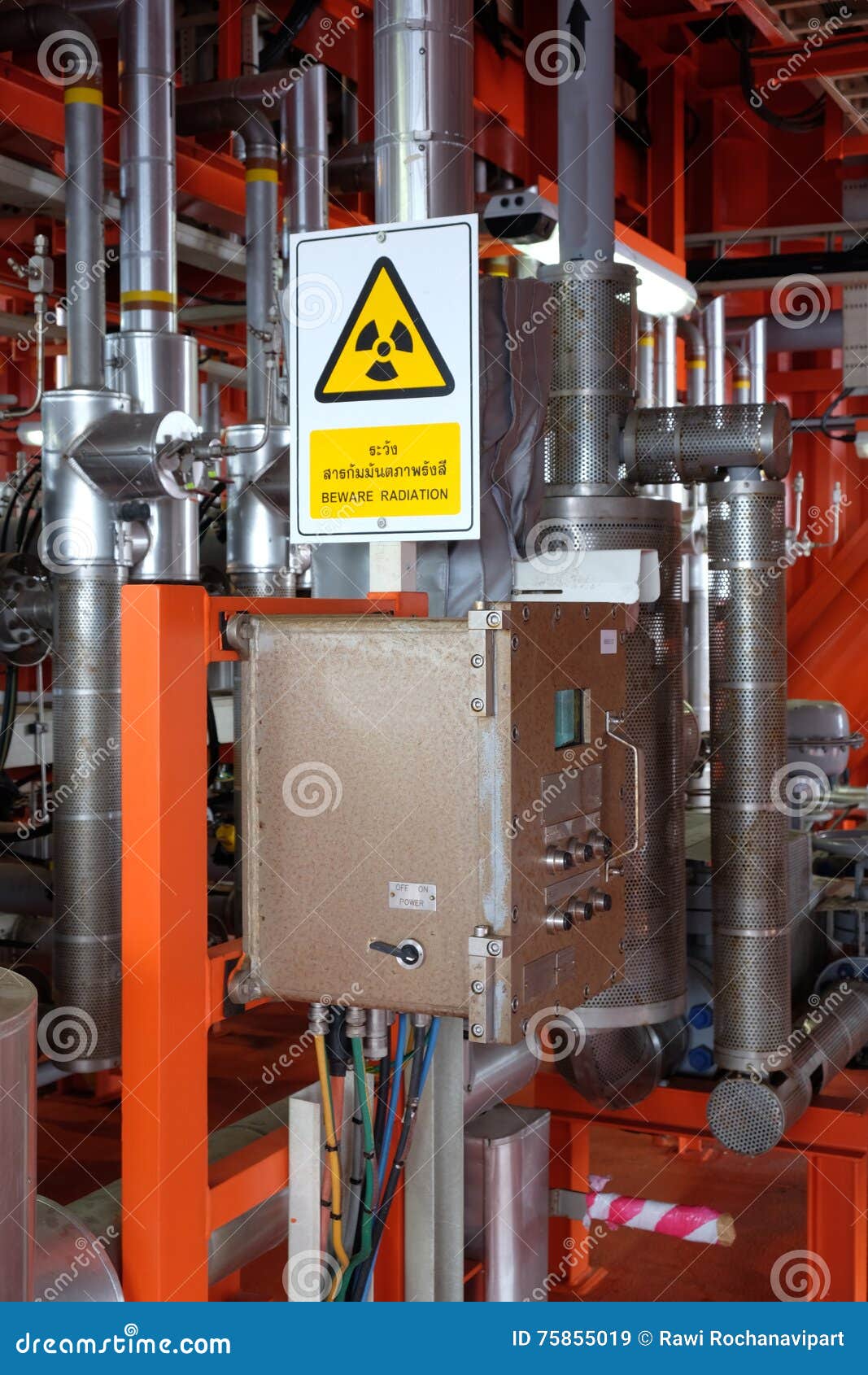 Radiation Caution On Multi Phase Flow Meter On Oil And Gas Platform ...