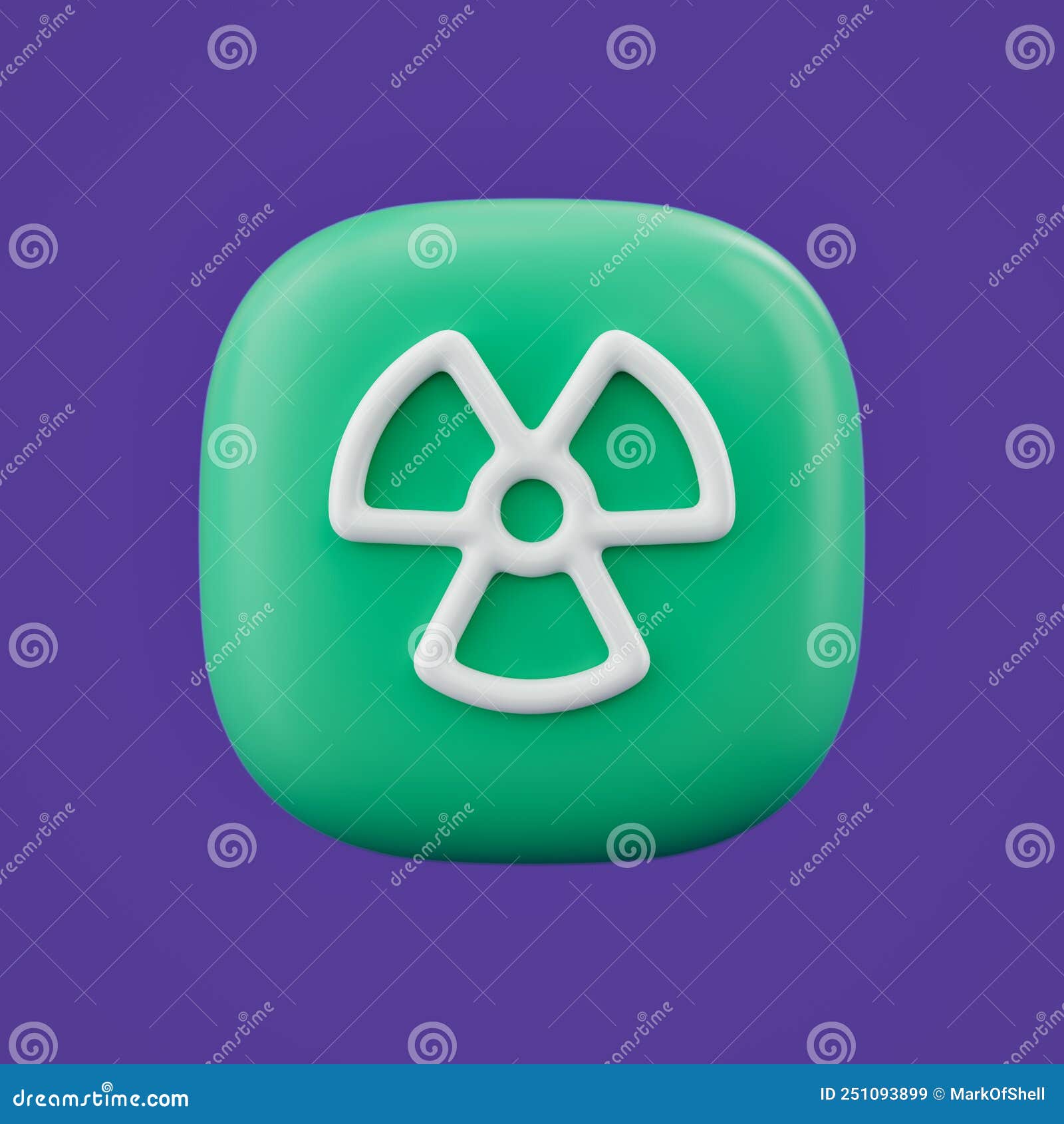 Radiation 3d Icon on a Green Button, Outline Energy and Environment ...